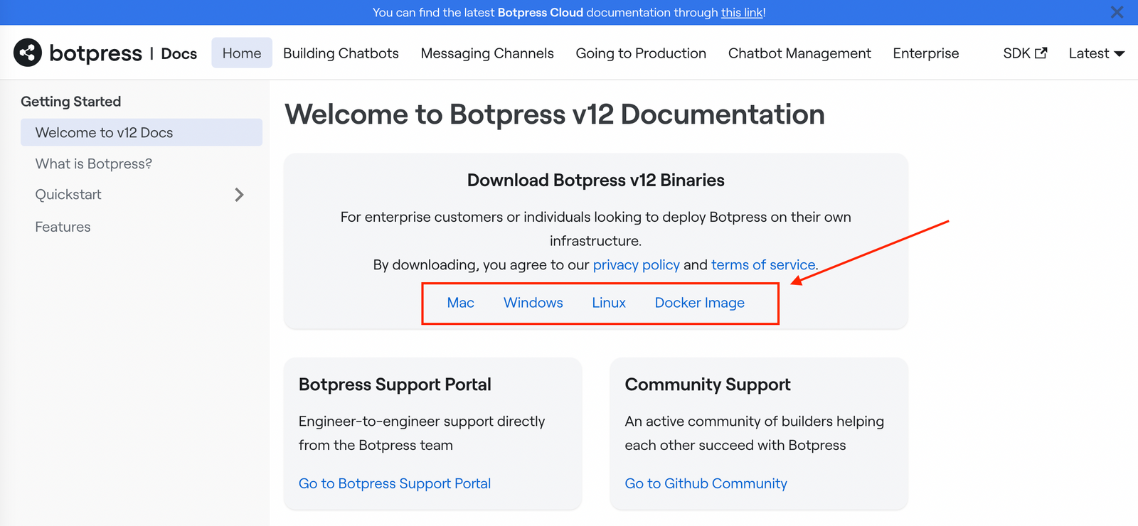 Botpress公式バイナリのダウンロード方法が変わりました【2022/12/3更新】